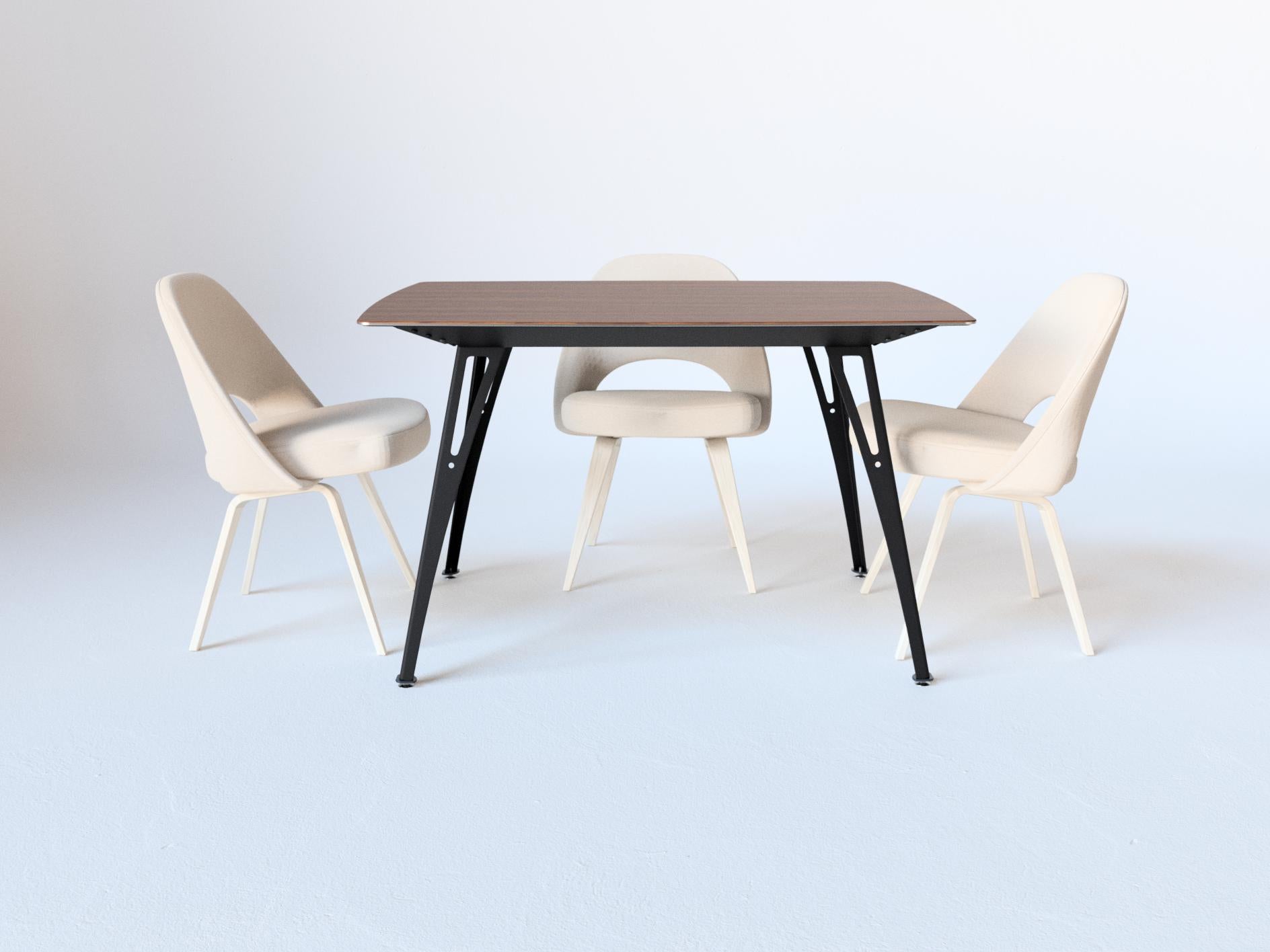 Fortis 4 Seat Walnut Dining Table with White Base – White Gorge Designs