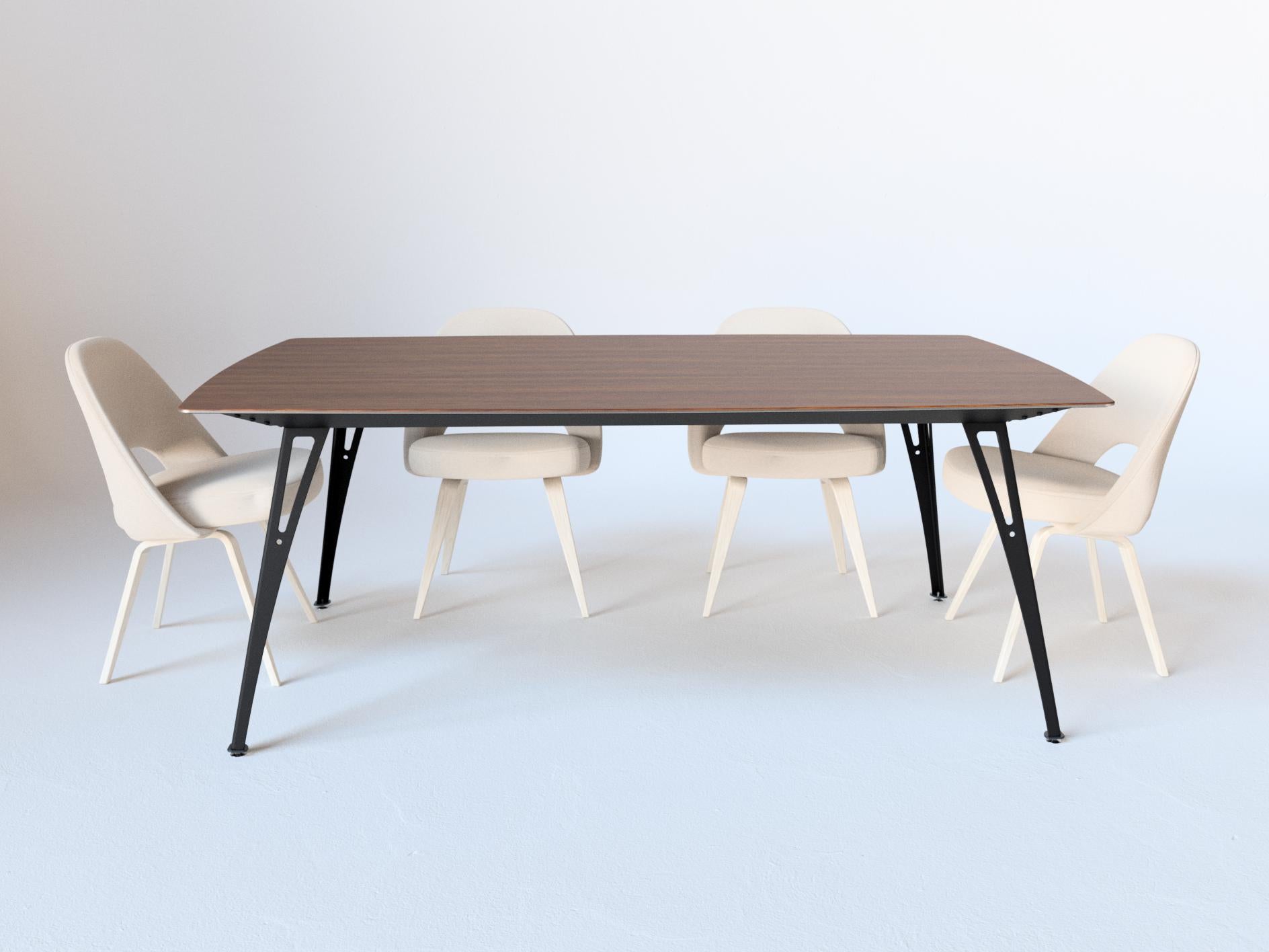 Fortis 6 Seat Walnut Dining Table with White Base – White Gorge Designs